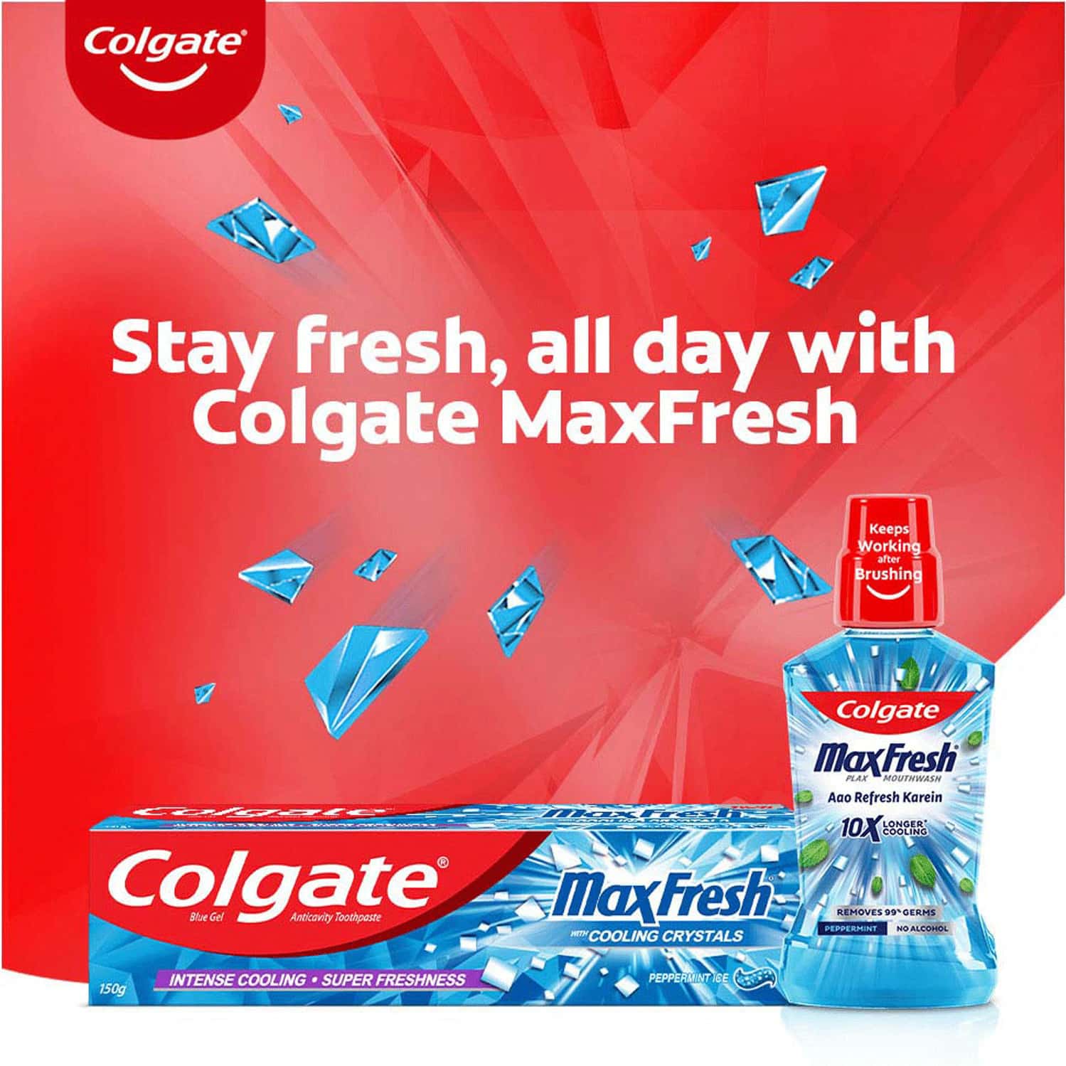 Buy COLGATE TOOTHPASTE - MAXFRESH PEPPERMINT ICE - 150 G - BLUE GEL ...