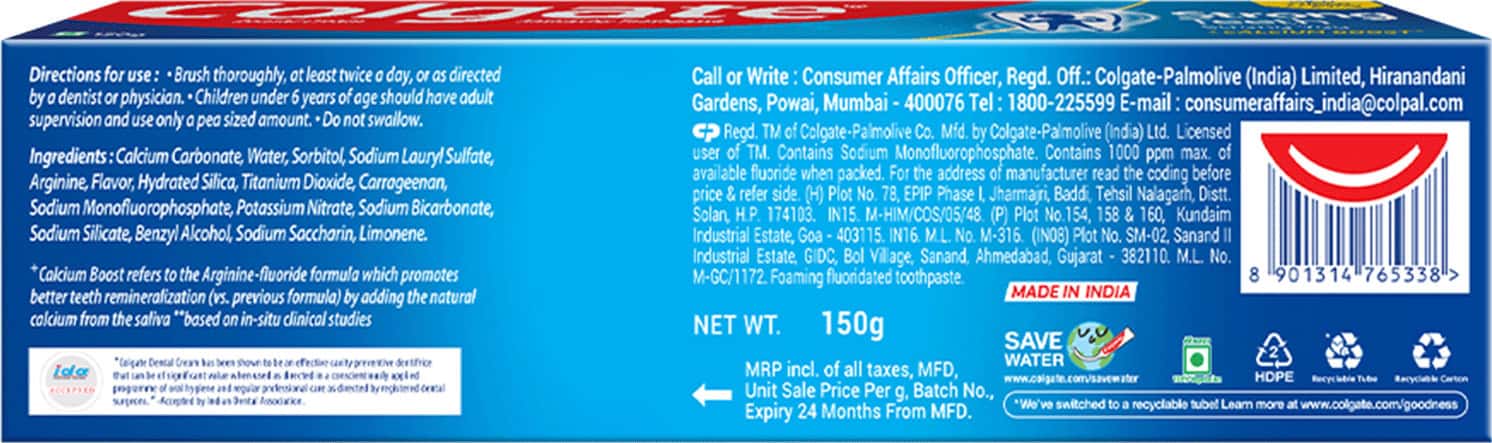 Buy COLGATE TOOTHPASTE - STRONG TEETH DENTAL CREAM - 150 G - ANTI ...