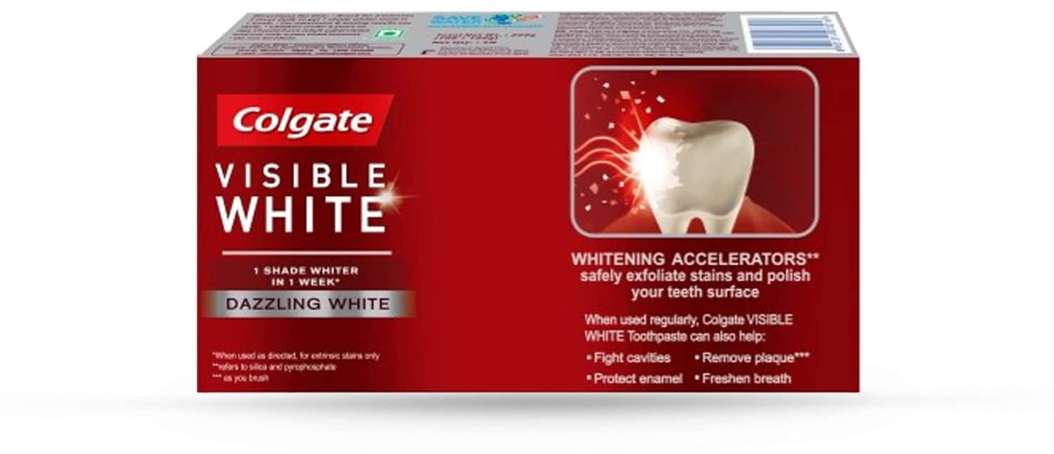 Buy COLGATE VISIBLE WHITE SPARKING MINT WHITENING TOOTHPASTE TUBE OF ...
