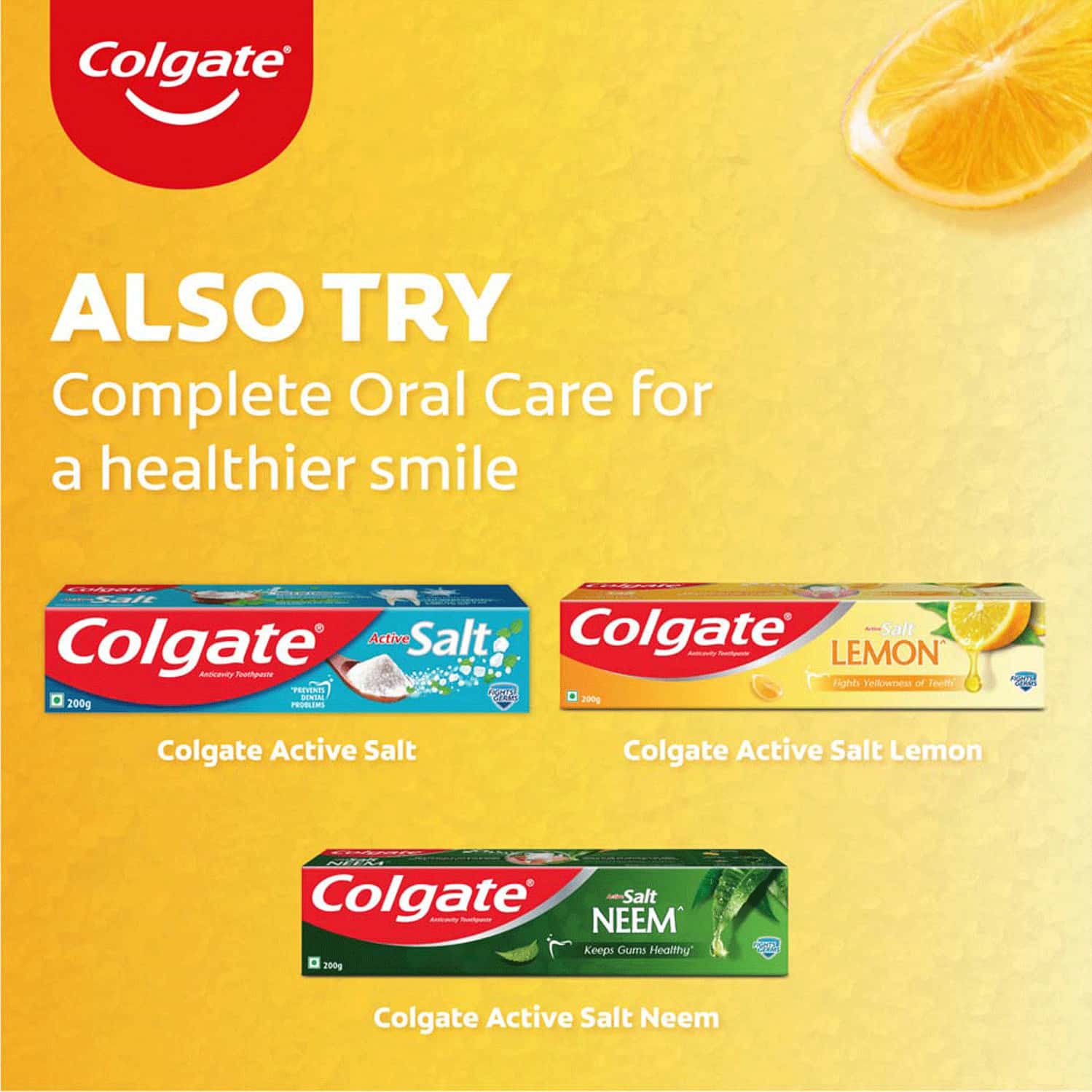 Buy COLGATE TOOTHPASTE - ACTIVE SALT LEMON - 200G Online & Get Upto 60% ...