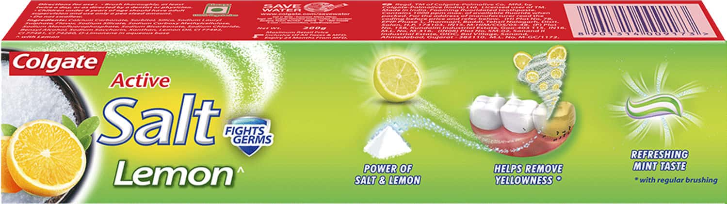 Buy COLGATE TOOTHPASTE - ACTIVE SALT LEMON - 200G Online & Get Upto 60% ...