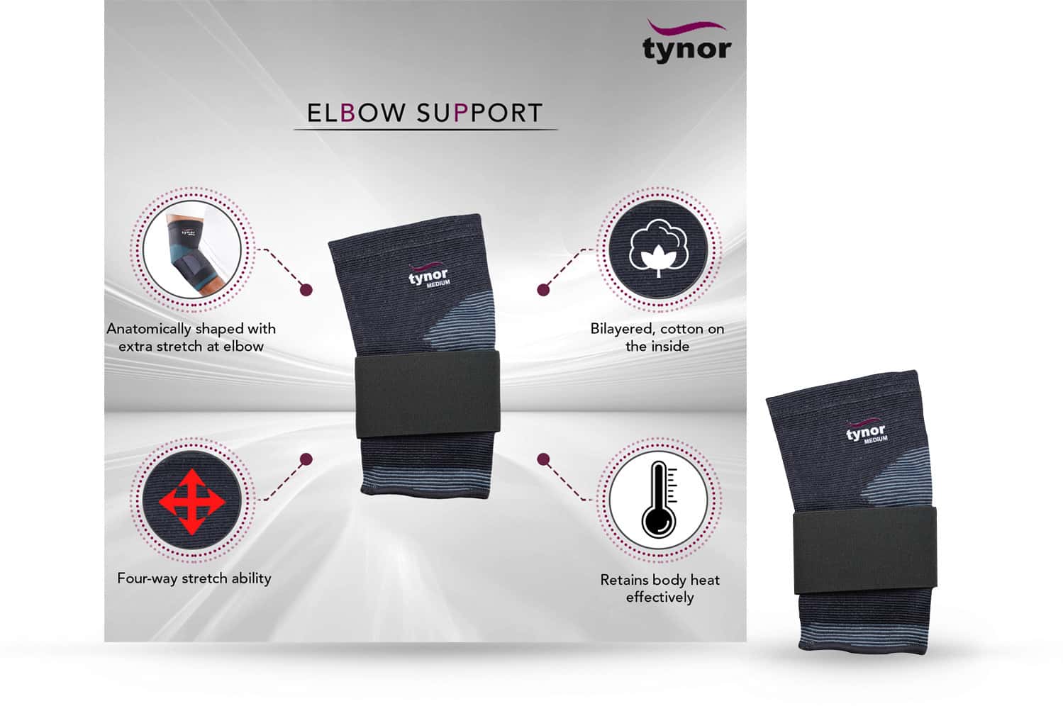 Buy TYNOR ELBOW SUPPORT ( COMPRESSION,PAIN RELIEF) - LARGE Online & Get ...