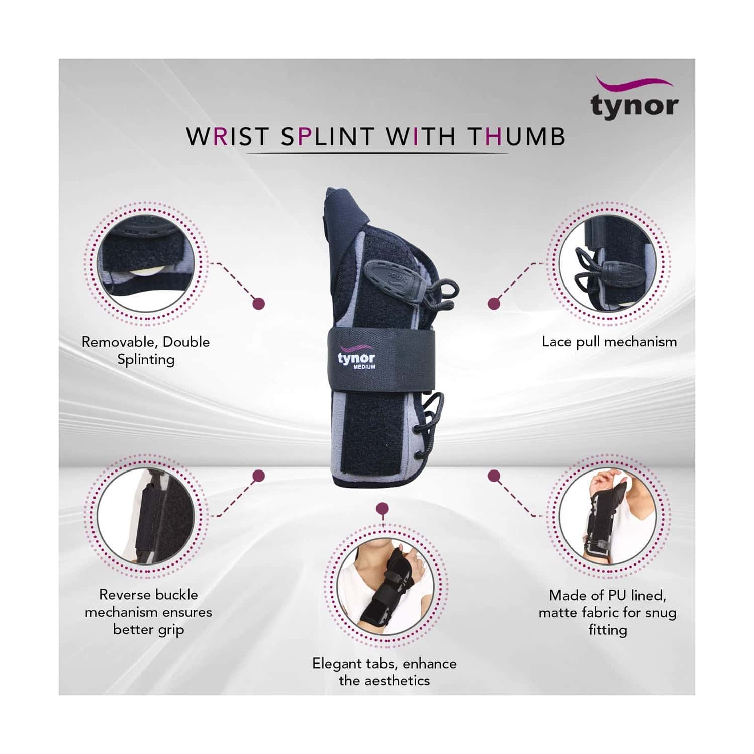 Buy TYNOR WRIST SPLINT WITH THUMB LARGE 1'S Online & Get Upto 60% OFF ...