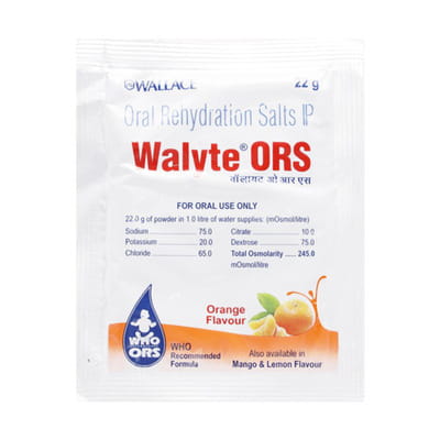 Buy WALYTE ORS ORANGE FLAVOUR SACHET OF 22GM POWDER Online & Get Upto ...