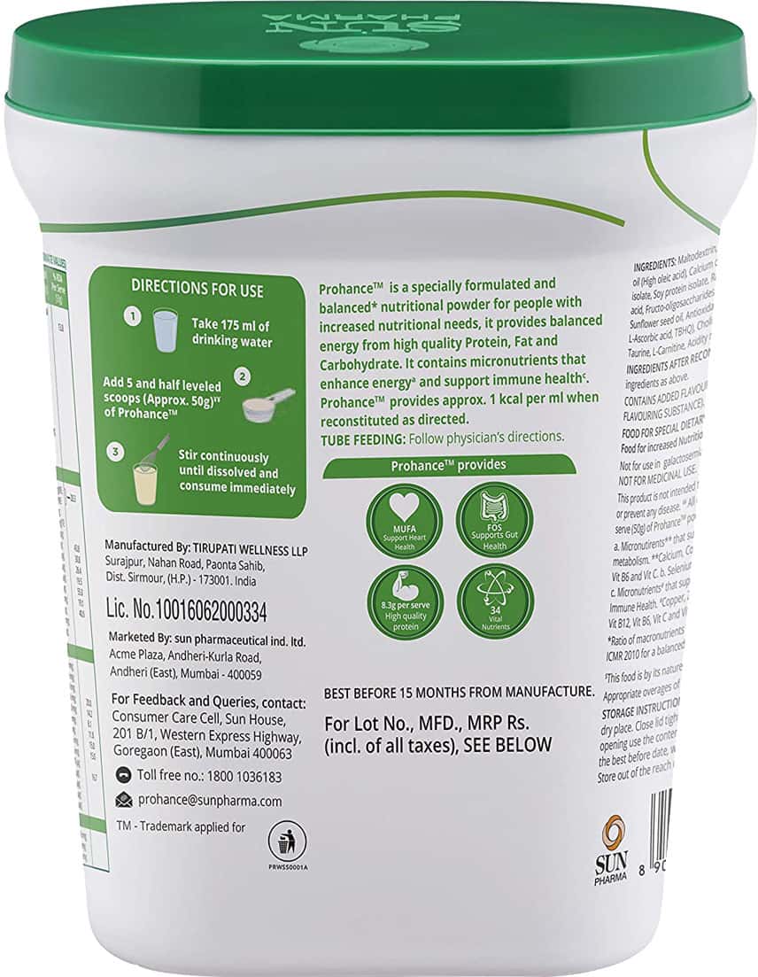 Buy PROHANCE COMPLETE VANILLA NUTRITION DRINK TIN OF 400 G Online & Get ...