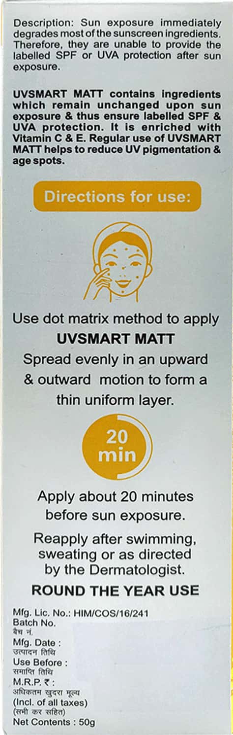 Buy UVSMART SPF 40 SUNSCREEN GEL 50GM Online & Get Upto 60% OFF at ...