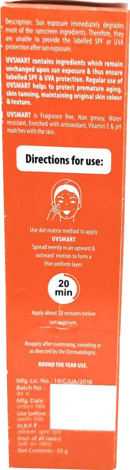 Buy UV SMART SPF 40 SUNSCREEN GEL 50GM Online & Get Upto 60% OFF at ...