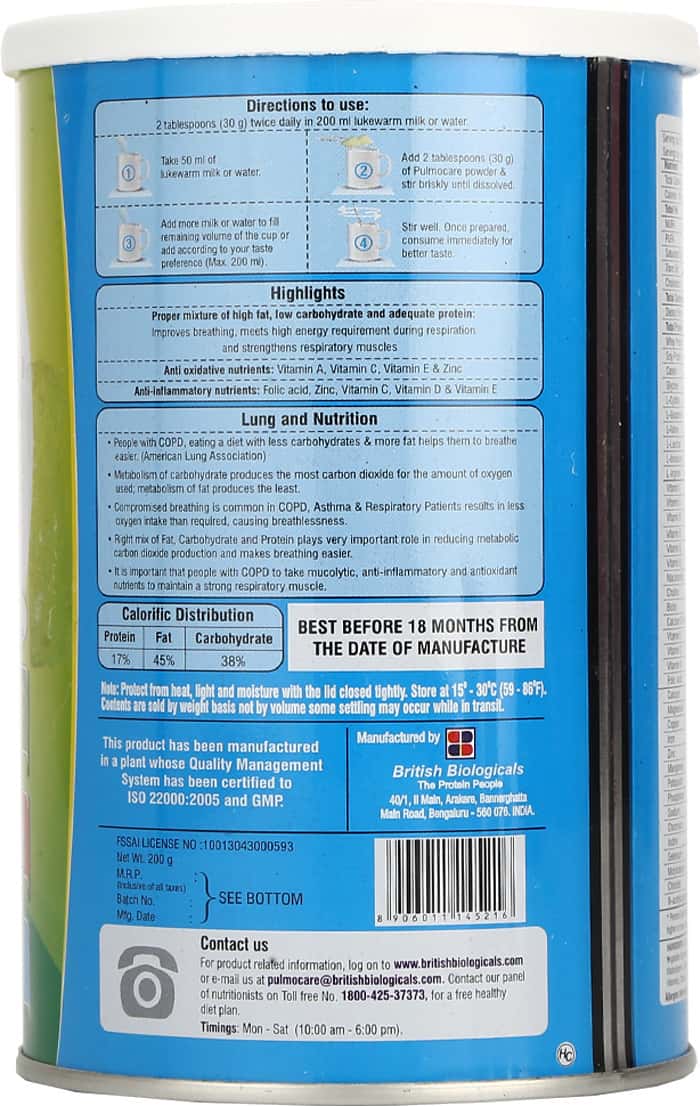 Buy PULMOCARE STRAWBERRY FLAVOUR TIN OF 200GM POWDER Online & Get Upto ...