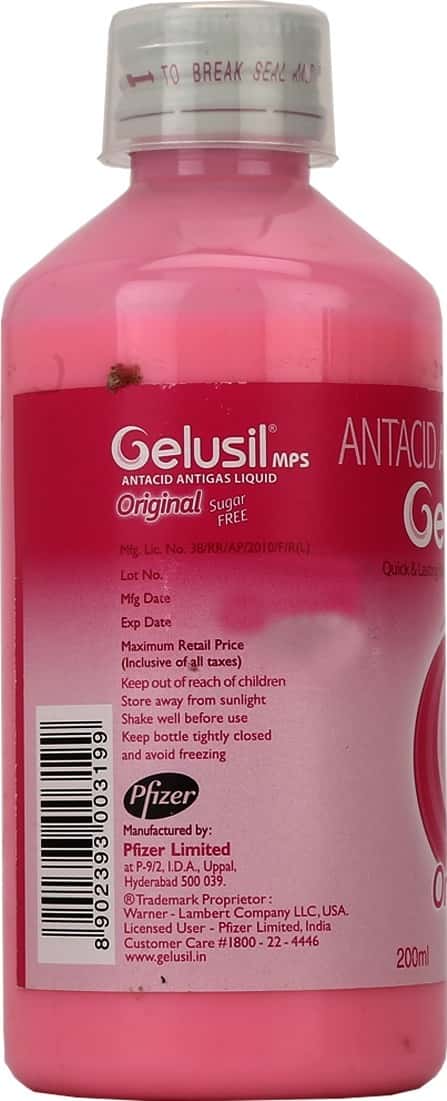 Buy GELUSIL MPS MINT FLAVOUR SUGAR FREE BOTTLE OF 200ML LIQUID Online ...
