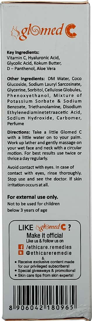 Buy GLOMED C FACE WASH TUBE OF 70 ML Online & Get Upto 60% OFF at PharmEasy