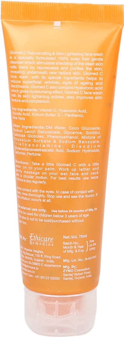 Buy GLOMED C FACE WASH TUBE OF 70 ML Online & Get Upto 60% OFF at PharmEasy
