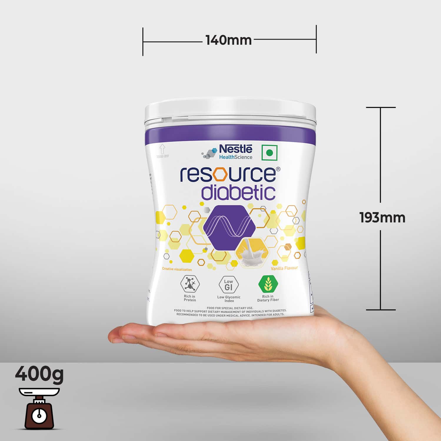 Buy NESTLE RESOURCE DIABETIC VANILLA FLAVOUR PROTEIN POWDER BOX OF 400G ...