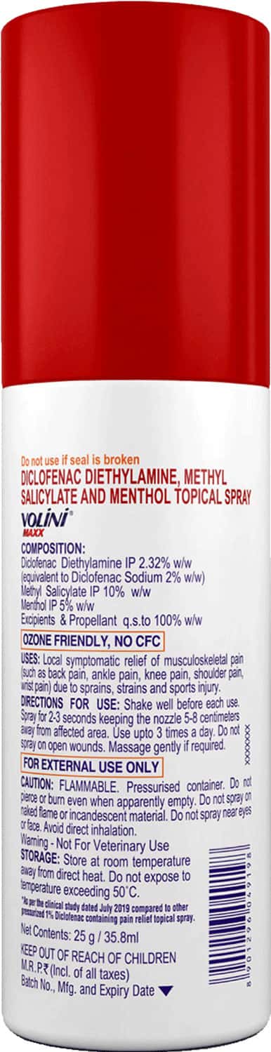 Buy VOLINI MAXX PAIN RELIEF SPRAY BOTTLE OF 25G Online & Get Upto 60% ...