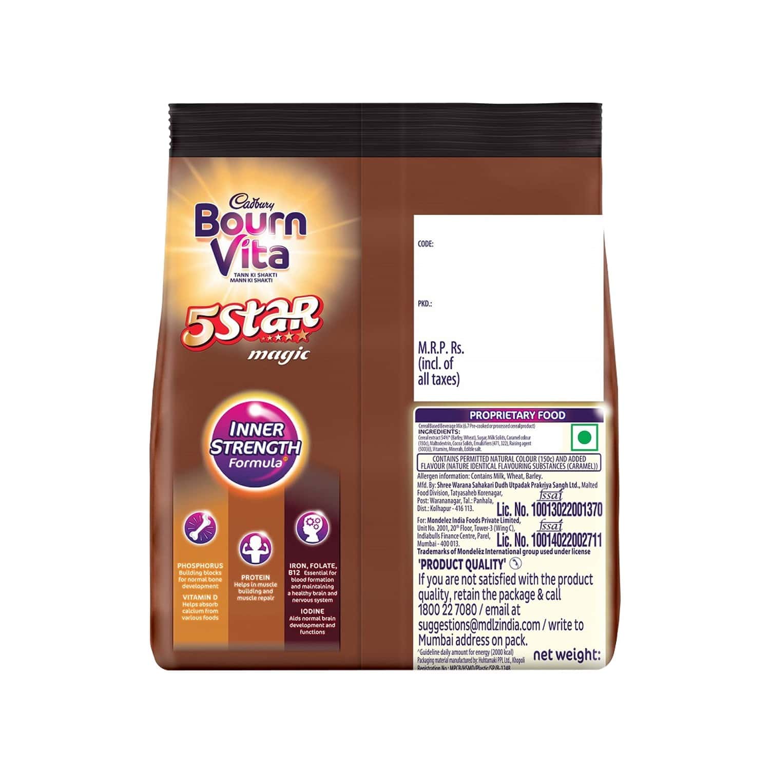 Buy CADBURY BOURNVITA FIVE STAR MAGIC NUTRITION DRINK PACKET OF 500 G ...
