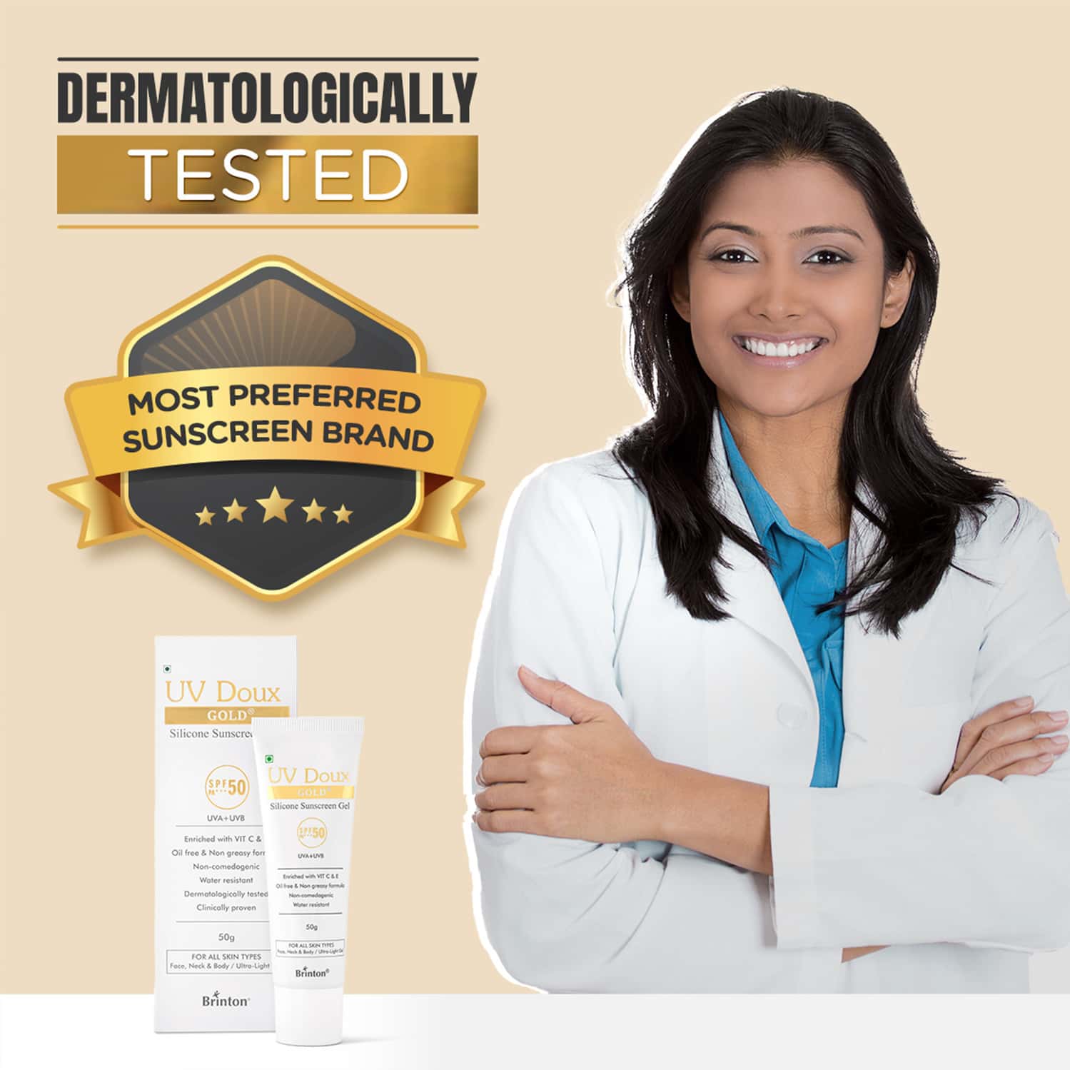 Buy UV DOUX GOLD SPF50 SUNSCREEN GEL 50GM Online & Get Upto 60% OFF at PharmEasy