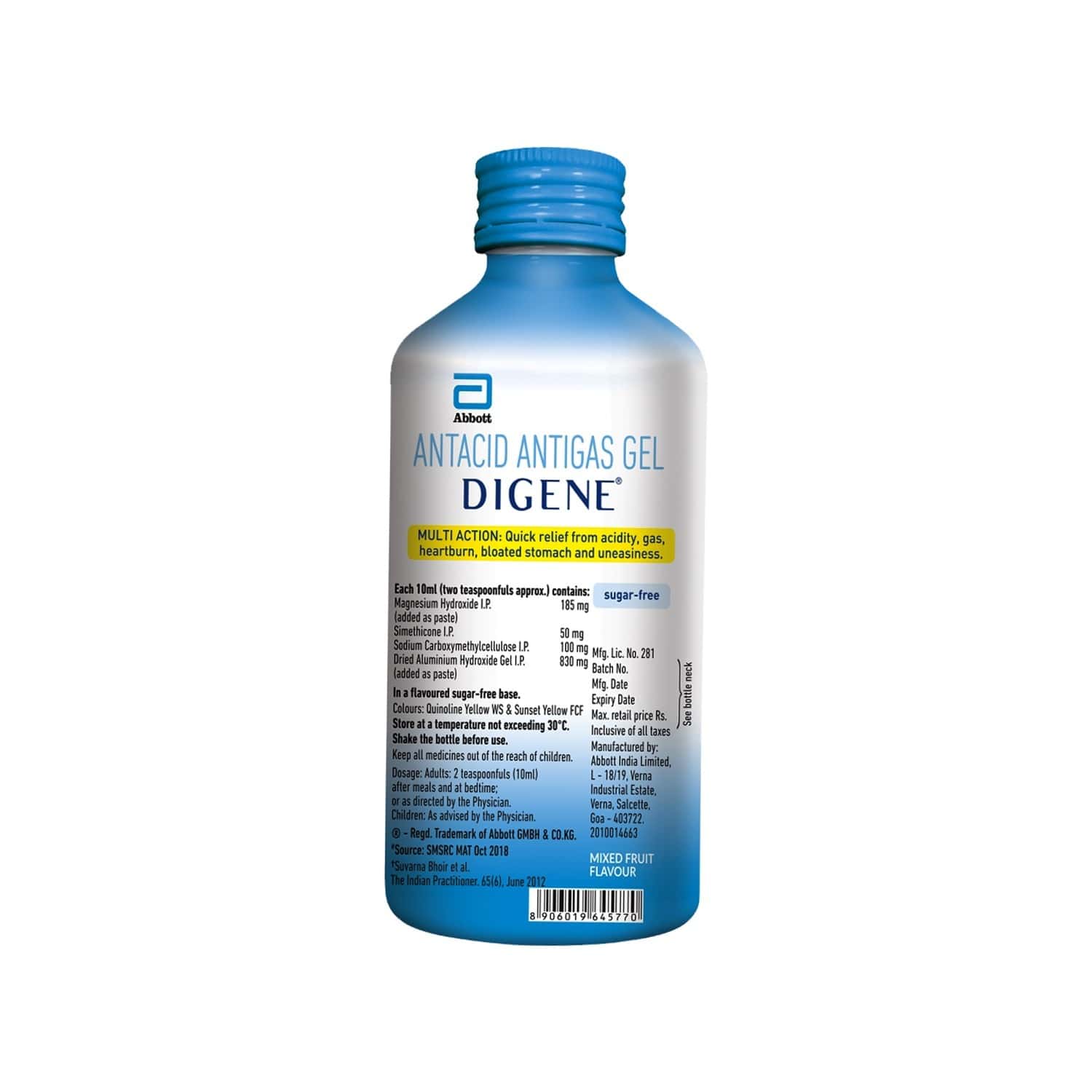 Buy DIGENE GEL ACIDITY & GAS RELIEF - 200ML MIXED FRUIT FLAVOUR Online ...