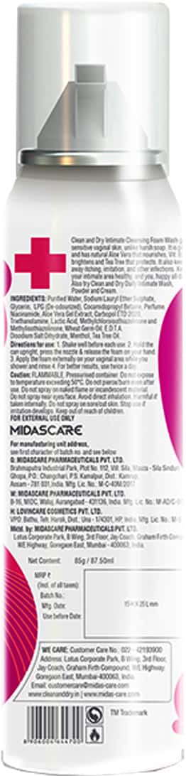 Buy CLEAN AND DRY INTIMATE HYGIENE FOAM WASH 85GM Online & Get Upto 60% ...