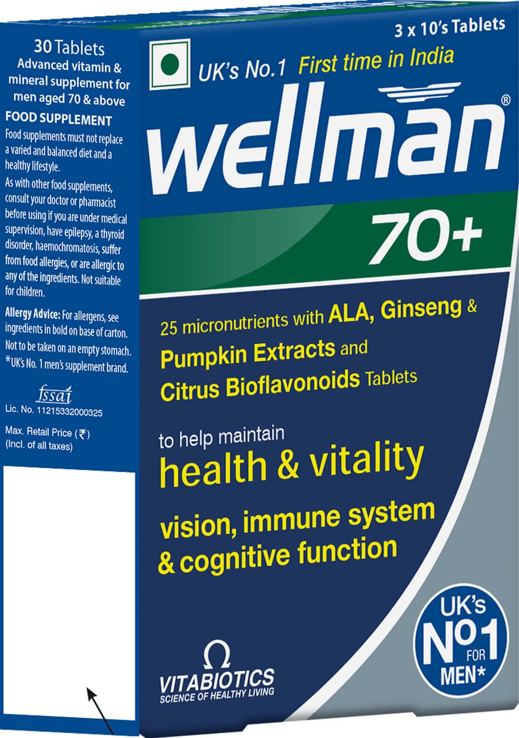 Buy WELLMAN 70+ HEALTH SUPPLEMENT TABLETS - PACK OF 30 Online & Get ...