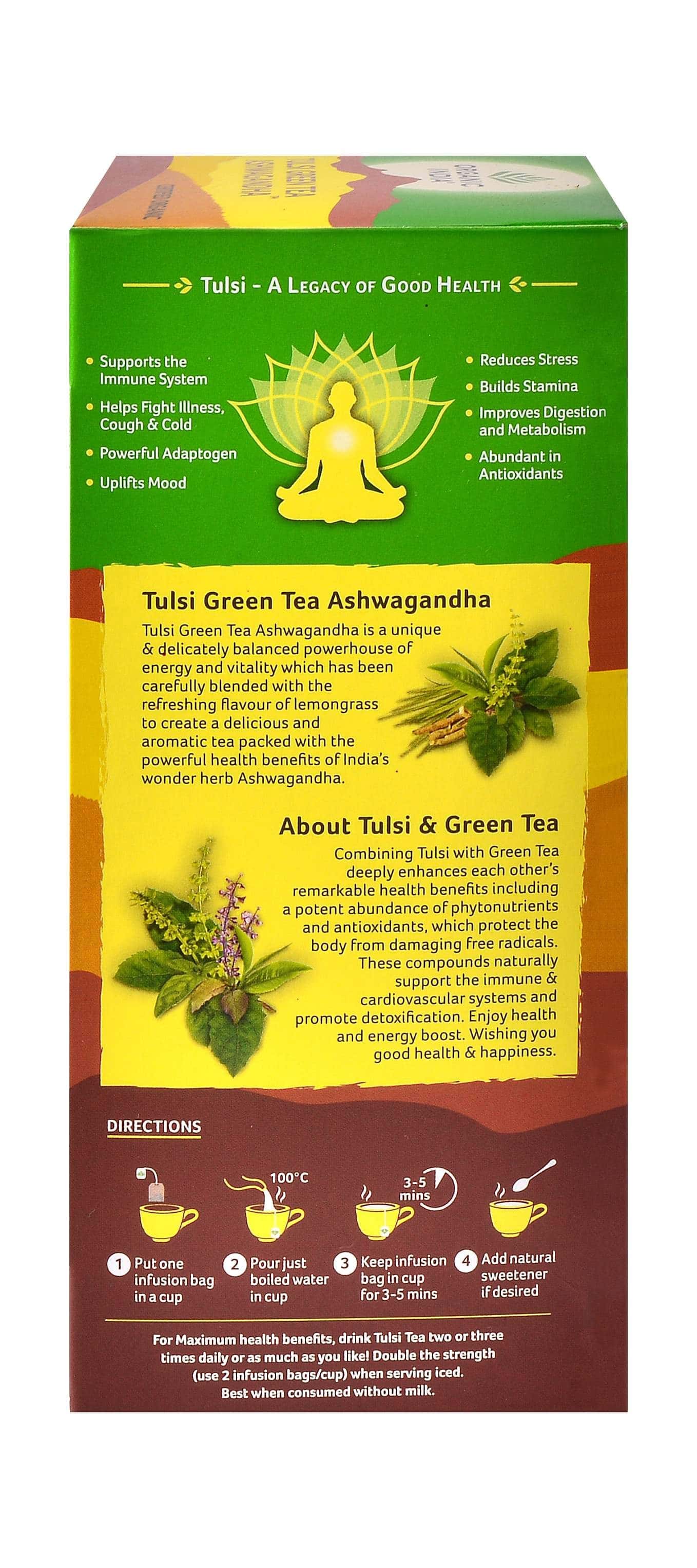 Buy Organic India Tulsi Green Tea Ashwagandha Tea Bag 25'S Online at ...