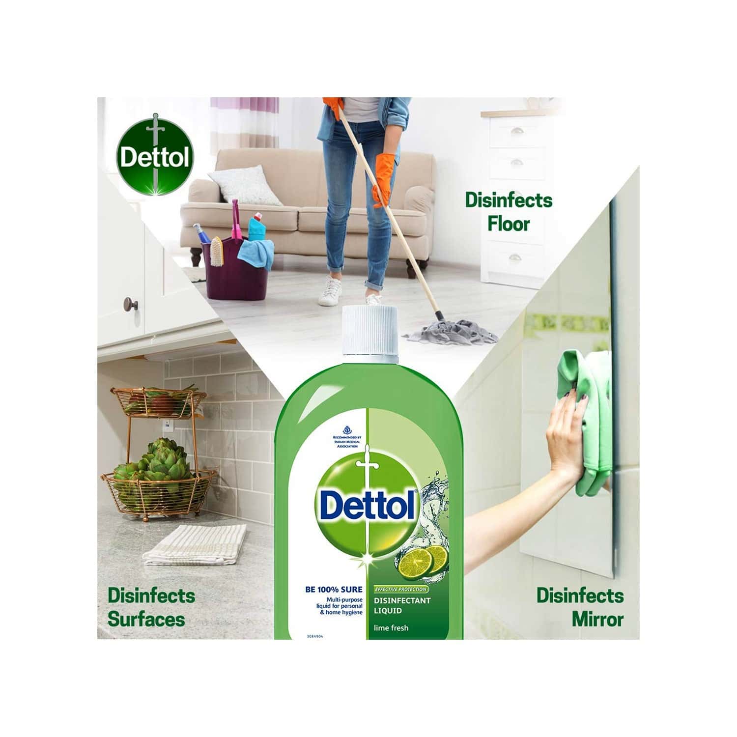 Buy DETTOL MULTI-USE LIME & LEMON DISINFECTANT LIQUID BOTTLE OF 500 ML ...