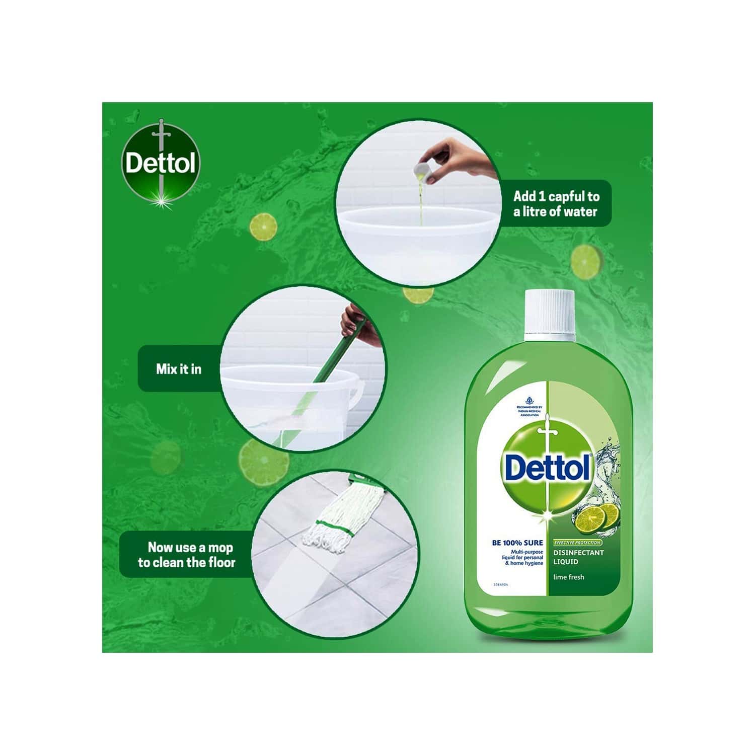 Buy DETTOL MULTI-USE LIME & LEMON DISINFECTANT LIQUID BOTTLE OF 500 ML ...