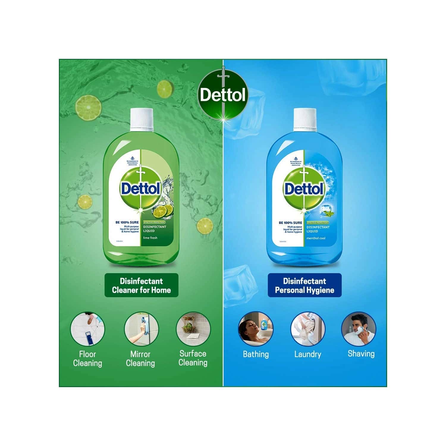 Buy DETTOL MULTI-USE LIME & LEMON DISINFECTANT LIQUID BOTTLE OF 500 ML ...