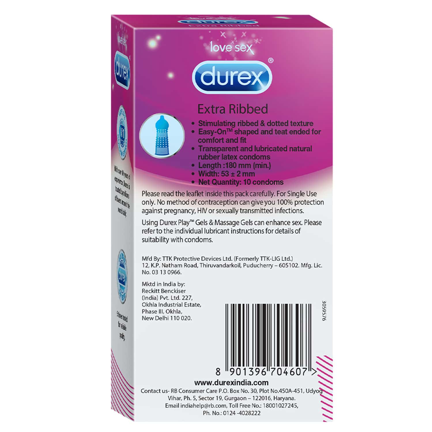 Buy DUREX EXTRA RIBBED PACKET OF 10 CONDOMS Online & Get Upto 60% OFF ...