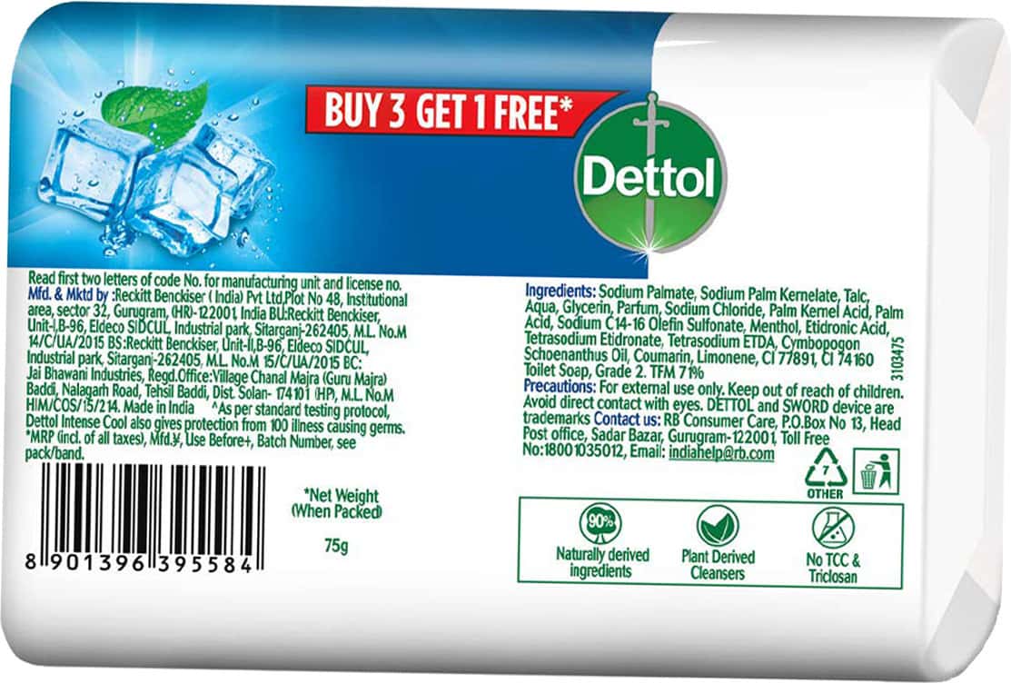Buy DETTOL COOL (PACK OF 4) SOAP BOX OF 75 G Online & Get Upto 60% OFF ...