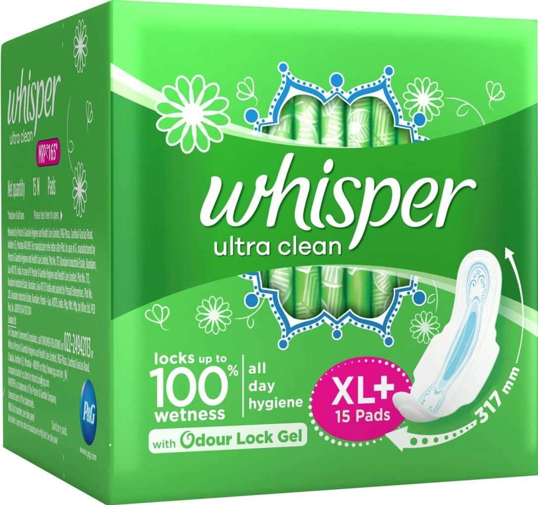 Buy WHISPER ULTRA CLEAN SANITARY PADS WITH WINGS - 15 PIECES (XL PLUS ...