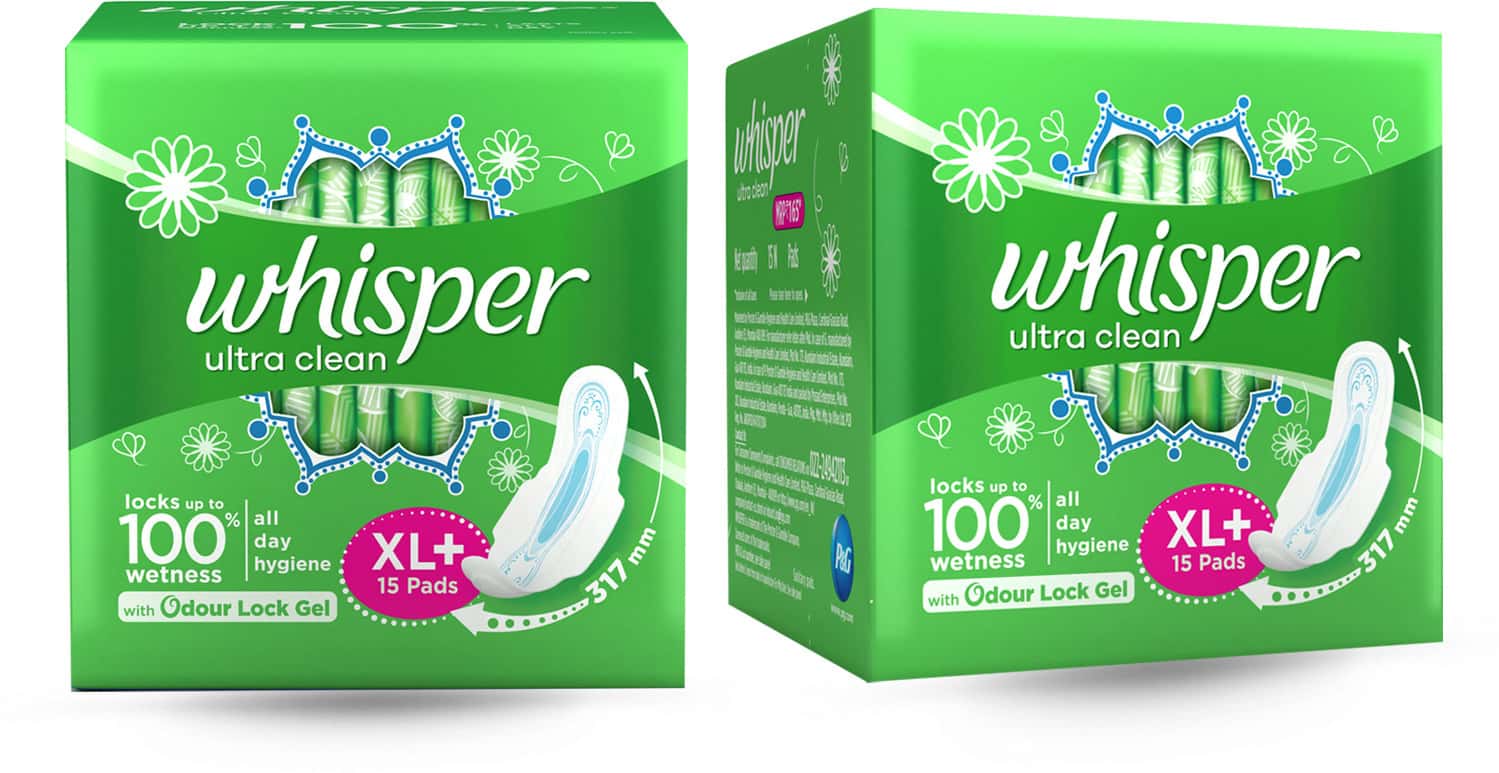 Buy WHISPER ULTRA HYGIENE + COMFORT SANITARY PADS WITH WINGS15 PIECES ...