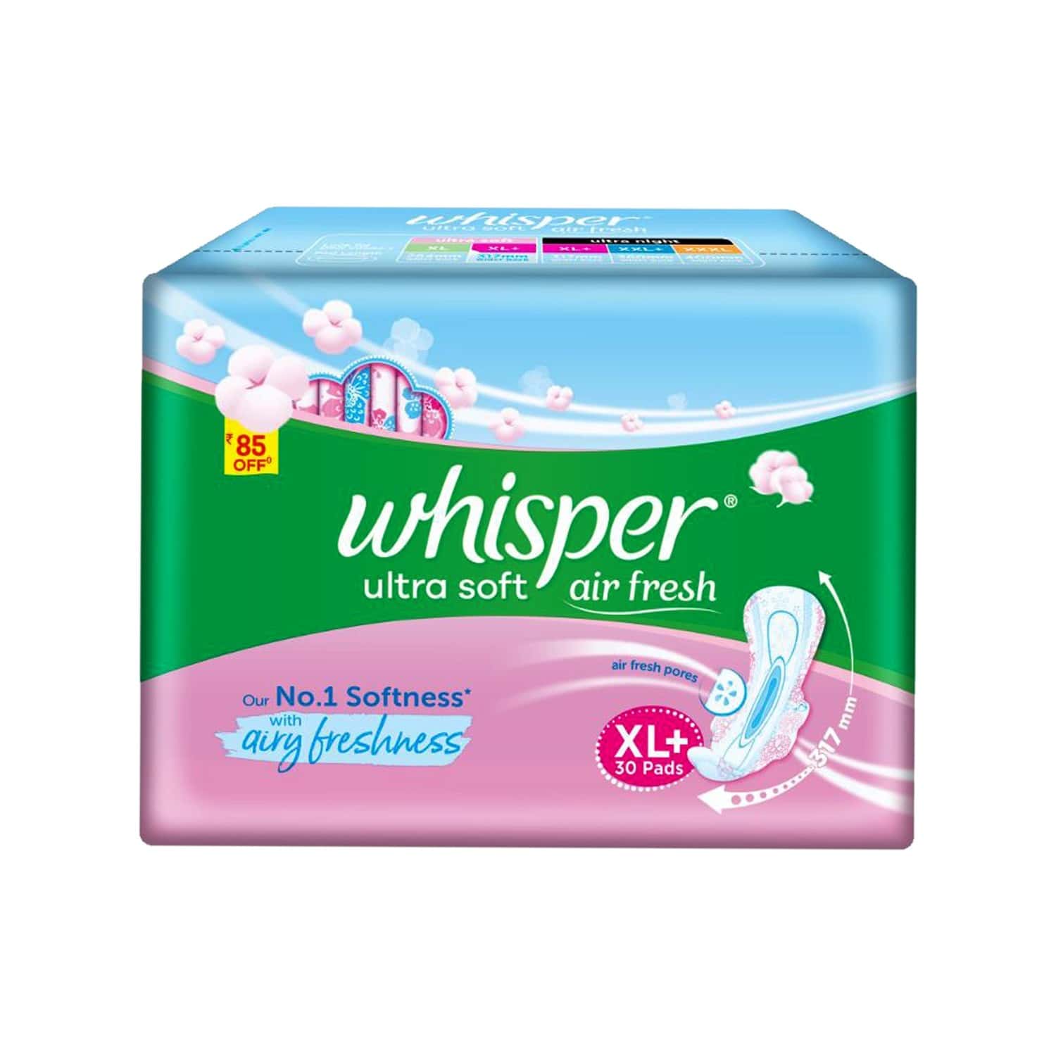 Buy WHISPER ULTRA SOFT SIZE XL PLUS SANITARY PADS PACKET OF 30 Online ...