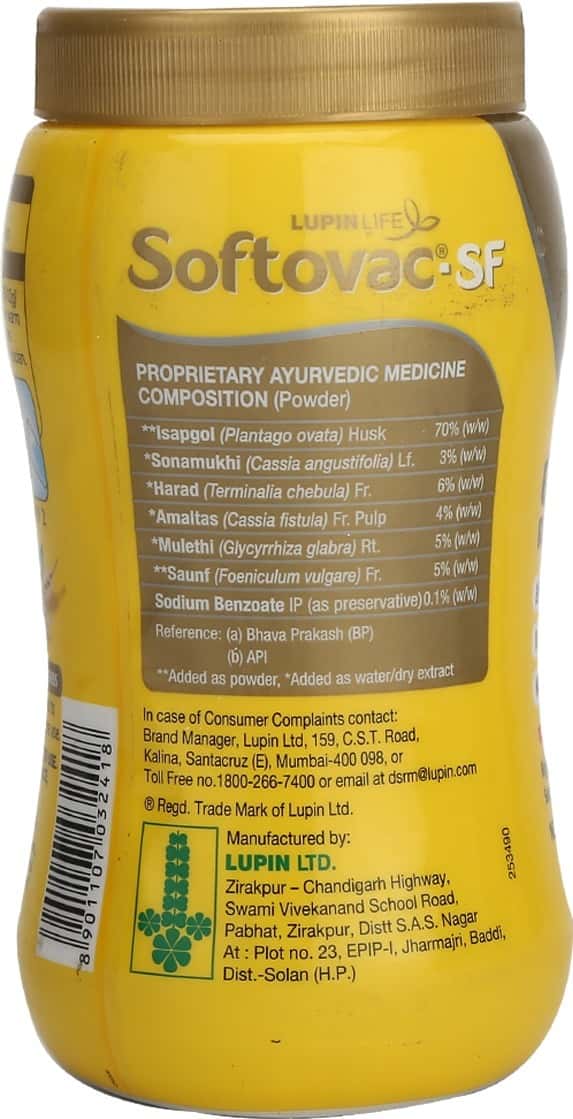 Buy SOFTOVAC SF CONSTIPATION POWDER BOTTLE OF 250 G Online & Get Upto ...