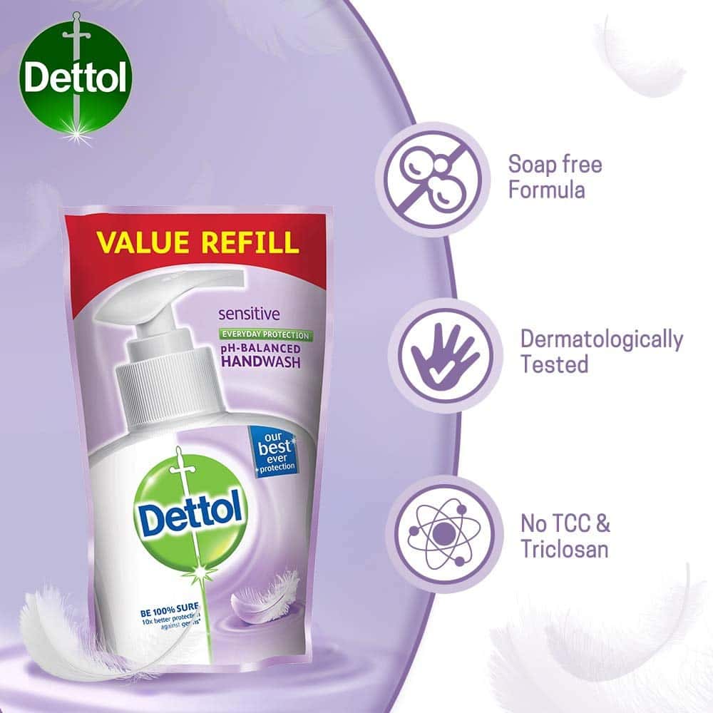 Buy Dettol Sensitive Germ Protection (Pack Of 3) Handwash Refill Of 175 ...
