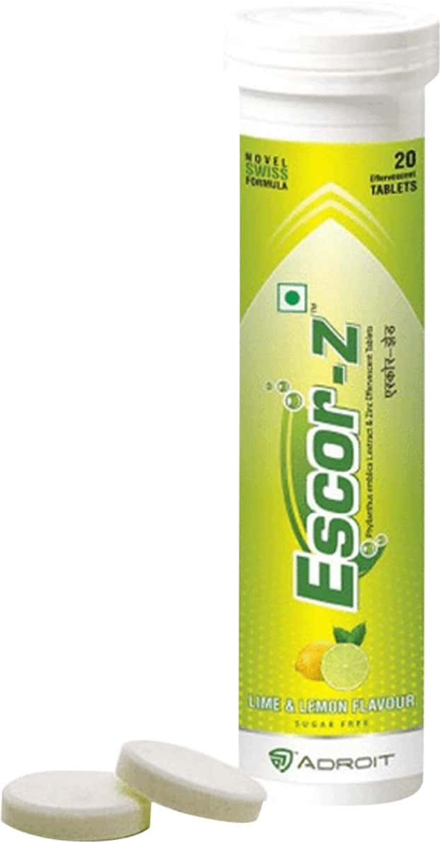 Buy ESCOR-Z EFFERVESCENT TABLETS LIME AND LEMON FLAVOR - 20 TABLETS ...