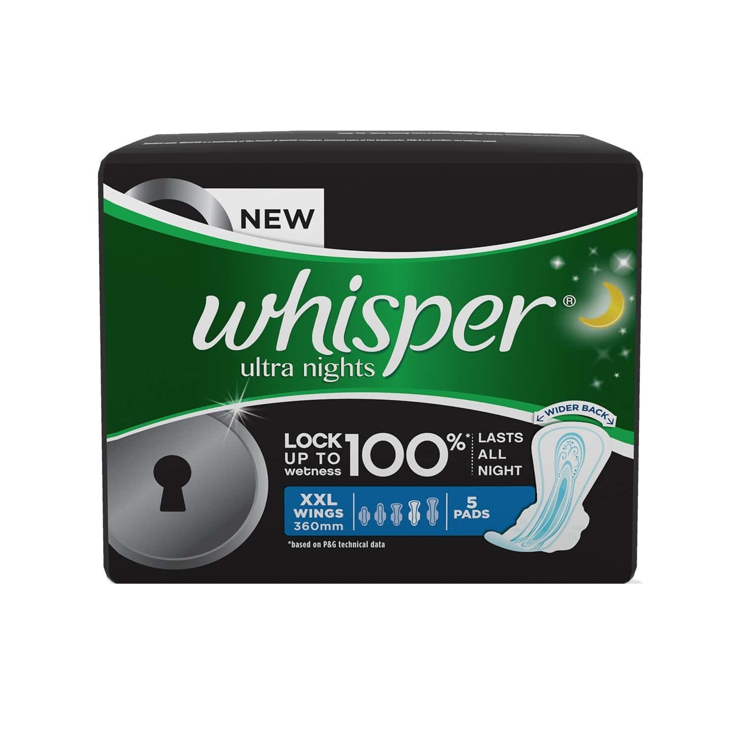 Buy Whisper Ultra Nights Size Wing Xxl Sanitary Pads Packet Of 5 Online ...