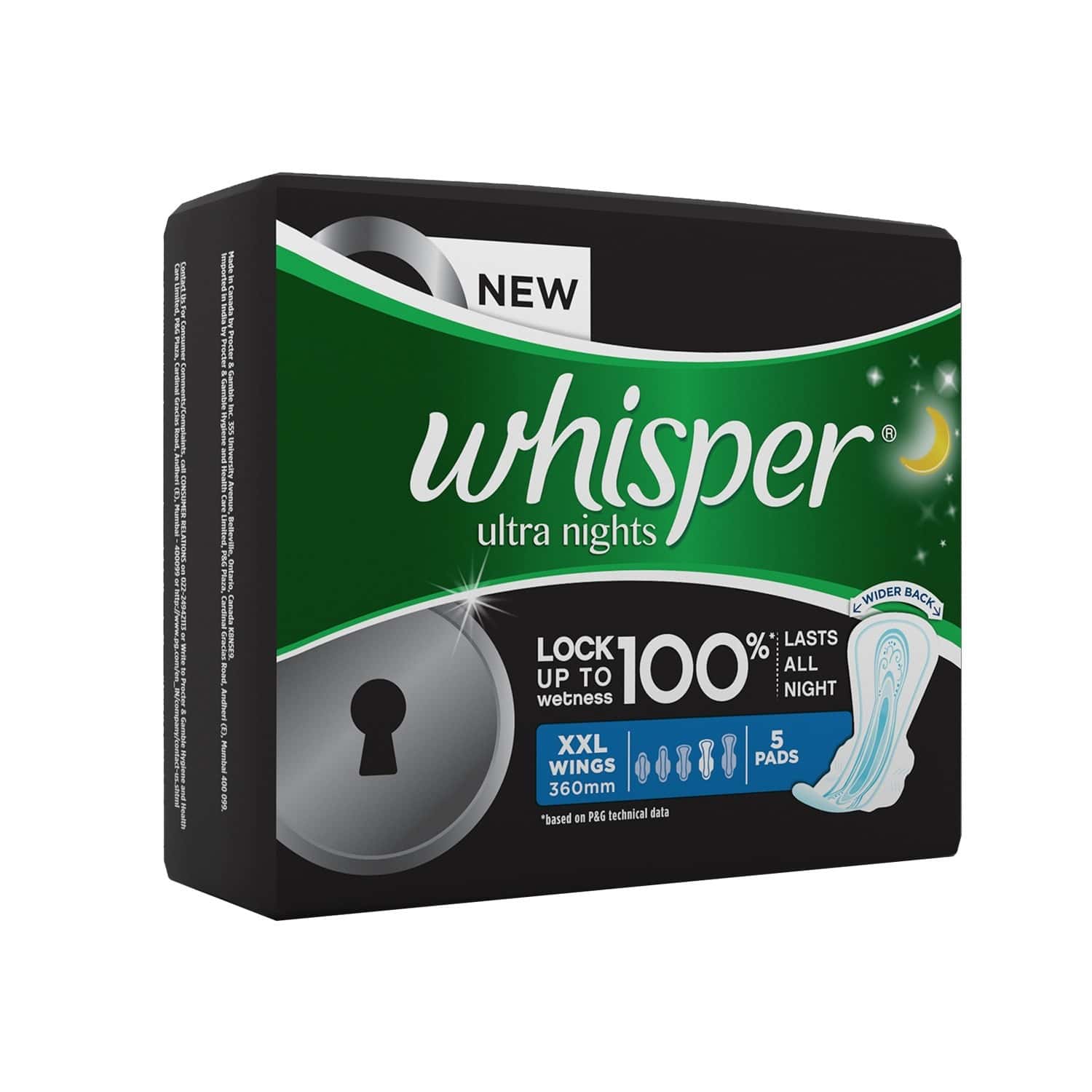 Buy WHISPER ULTRA NIGHTS SIZE WING XXL SANITARY PADS PACKET OF 5 Online ...