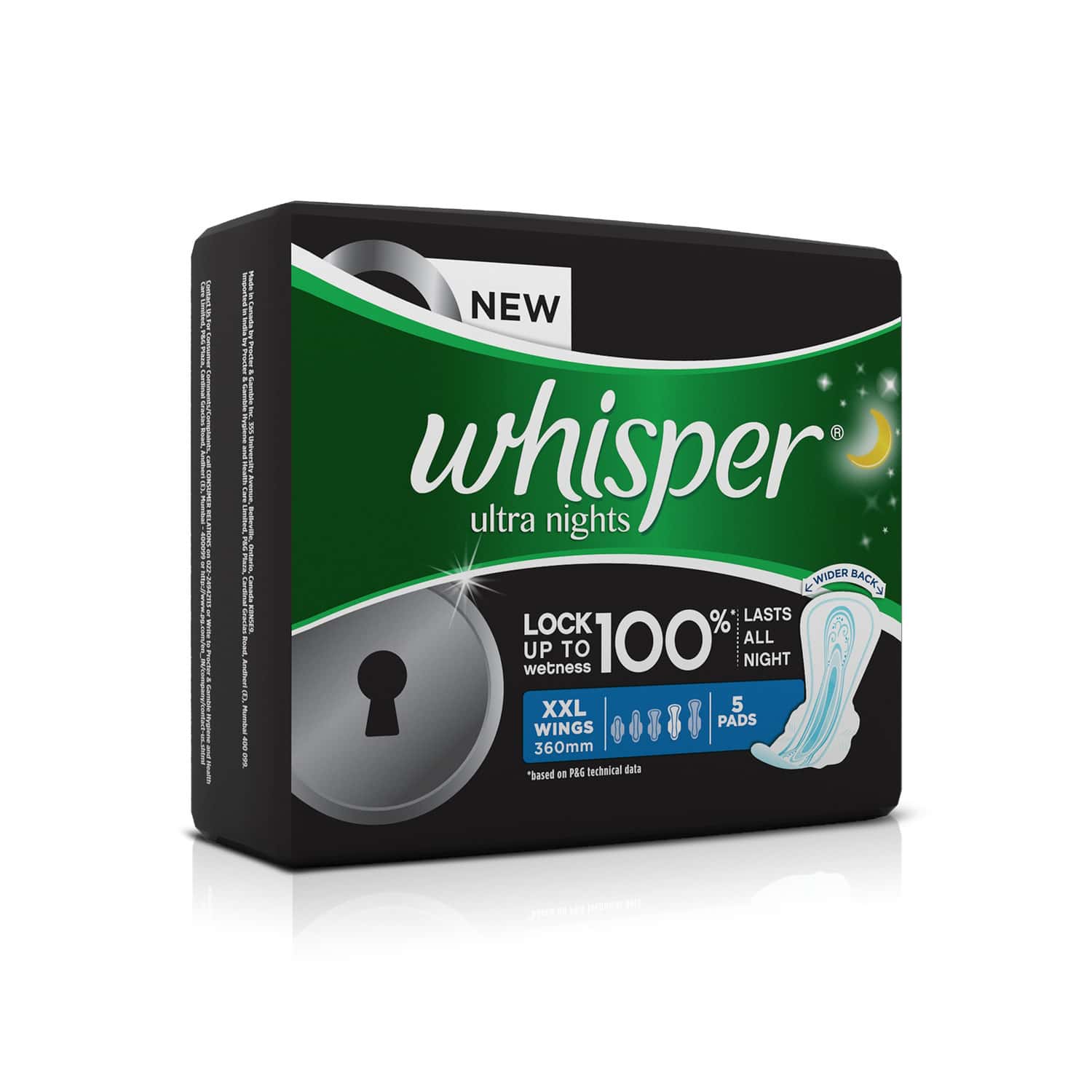 Buy Whisper Ultra Nights Size Wing Xxl Sanitary Pads Packet Of 5 Online ...