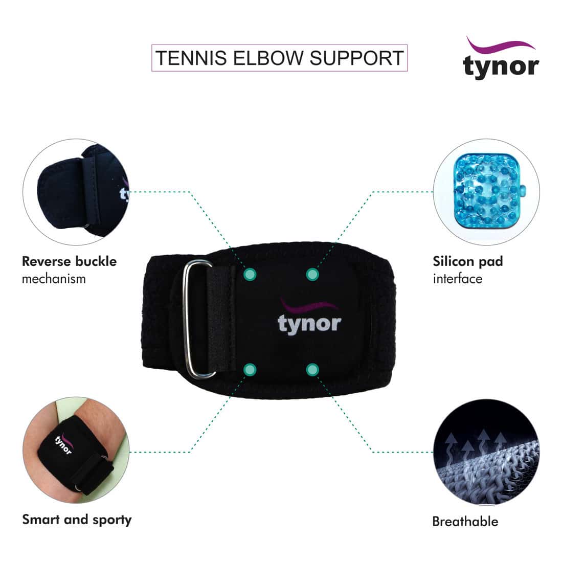 Buy TYNOR TENNIS ELBOW SUPPORT BLACK LARGE 1 UNIT Online & Get Upto 60% ...