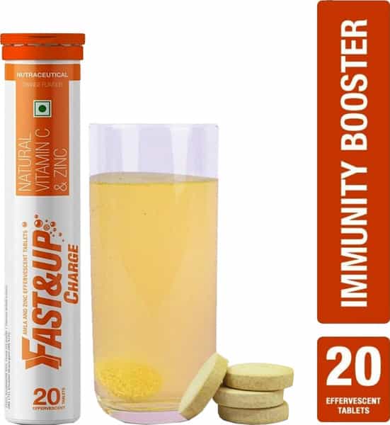 Buy FAST&UP CHARGE VITAMIN C & ZINC EFFERVESCENT TABLETS WITH NATURAL AMLA -ORANGE FLAVOUR (20 ...