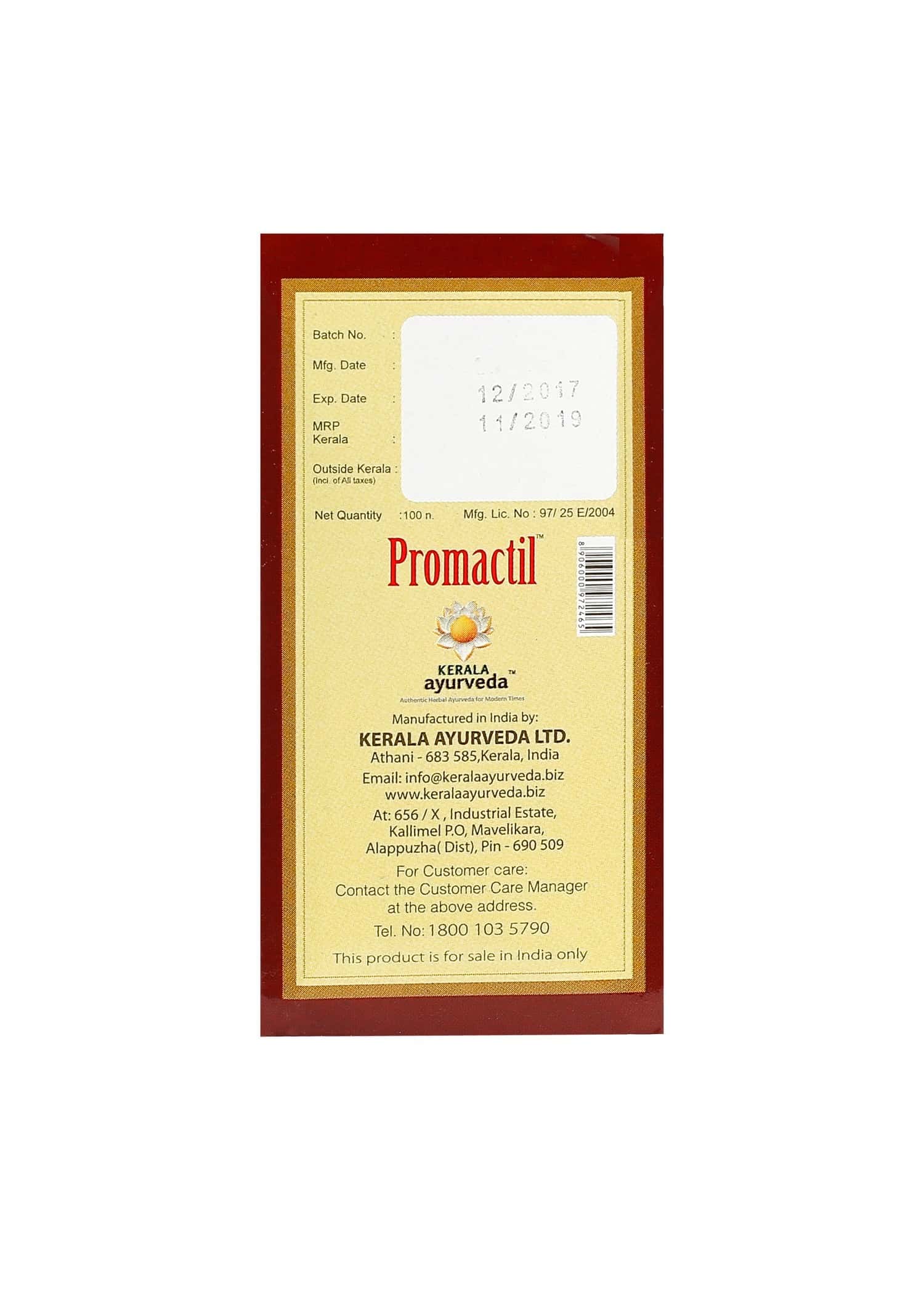 Buy Kerala Ayurveda Promactil Capsule 100 Nos Online at Flat 18% OFF ...