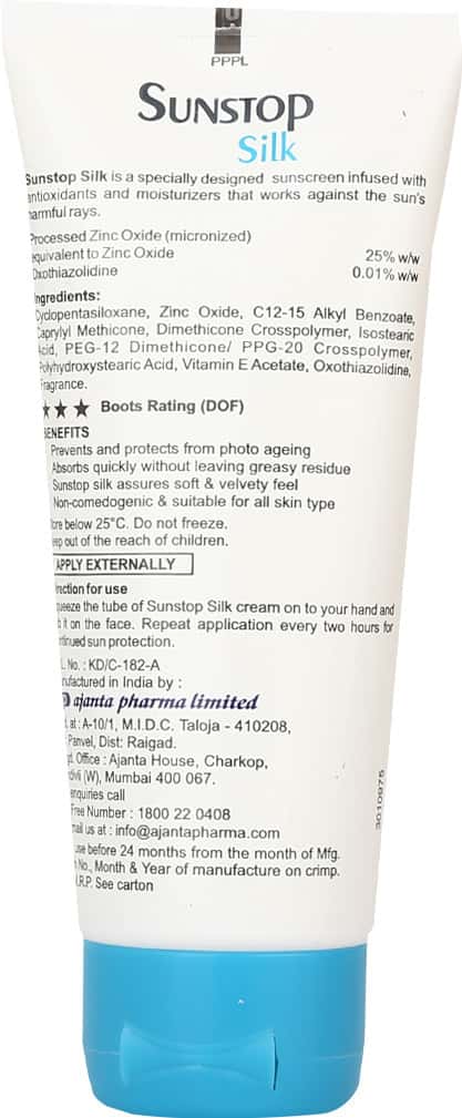 Buy SUNSTOP SILK SPF 58 PLUS TUBE OF 60GM CREAM Online & Get Upto 60% ...