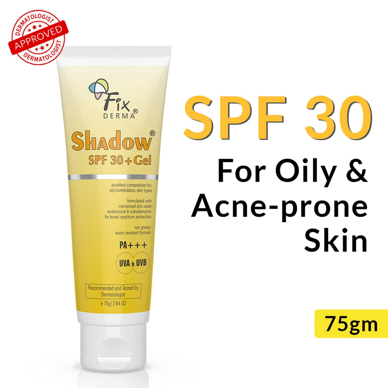 Buy FIXDERMA SHADOW SUNSCREEN SPF 30+ GEL FOR OILY SKIN WITH PA ...