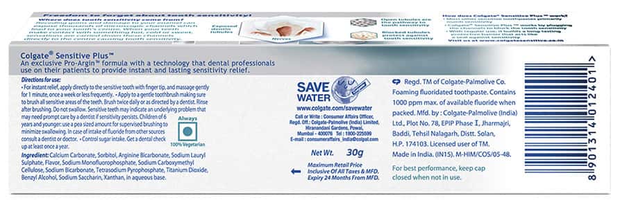 Buy Colgate Sensitive Plus Toothpaste Tube Of 30 G Online at Flat 18% ...