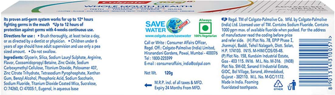 Buy COLGATE TOTAL ADVANCED HEALTH ANTICAVITY TOOTHPASTE - 120G Online ...