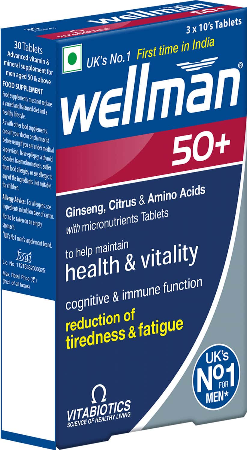 Buy WELLMAN 50+ HEALTH SUPPLEMENT TABLETS BOX OF 30 Online & Get Upto ...