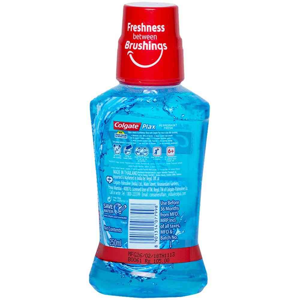 Buy Colgate Plax Peppermint Mouthwash Bottle Of 250 Ml Online at Flat ...
