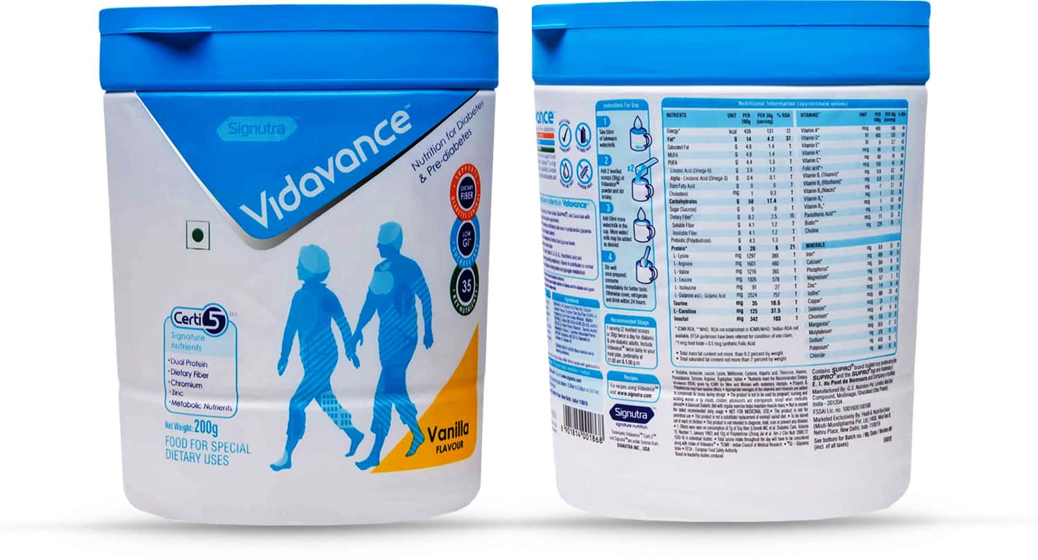 Buy VIDAVANCE ADVANCED CHOCOLATE DIABETES CARE POWDER JAR OF 200 G ...