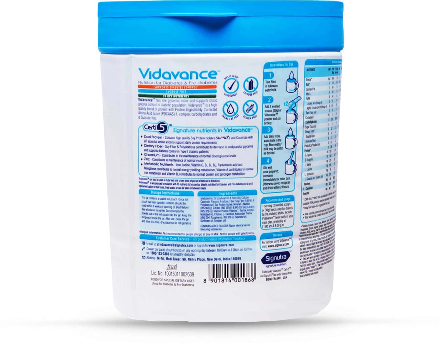 Buy VIDAVANCE ADVANCED CHOCOLATE DIABETES CARE POWDER JAR OF 200 G ...