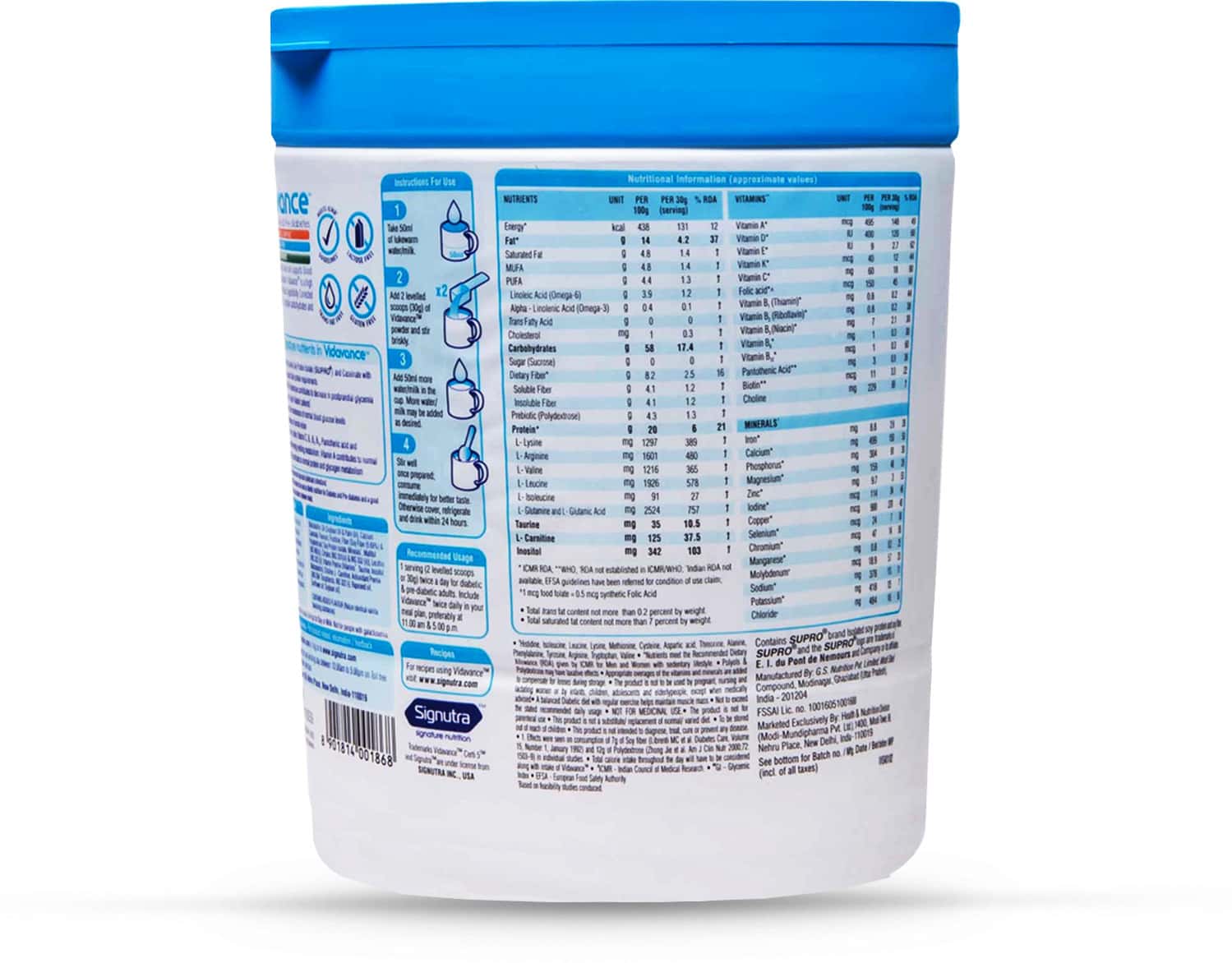 Buy VIDAVANCE ADVANCED CHOCOLATE DIABETES CARE POWDER JAR OF 200 G ...