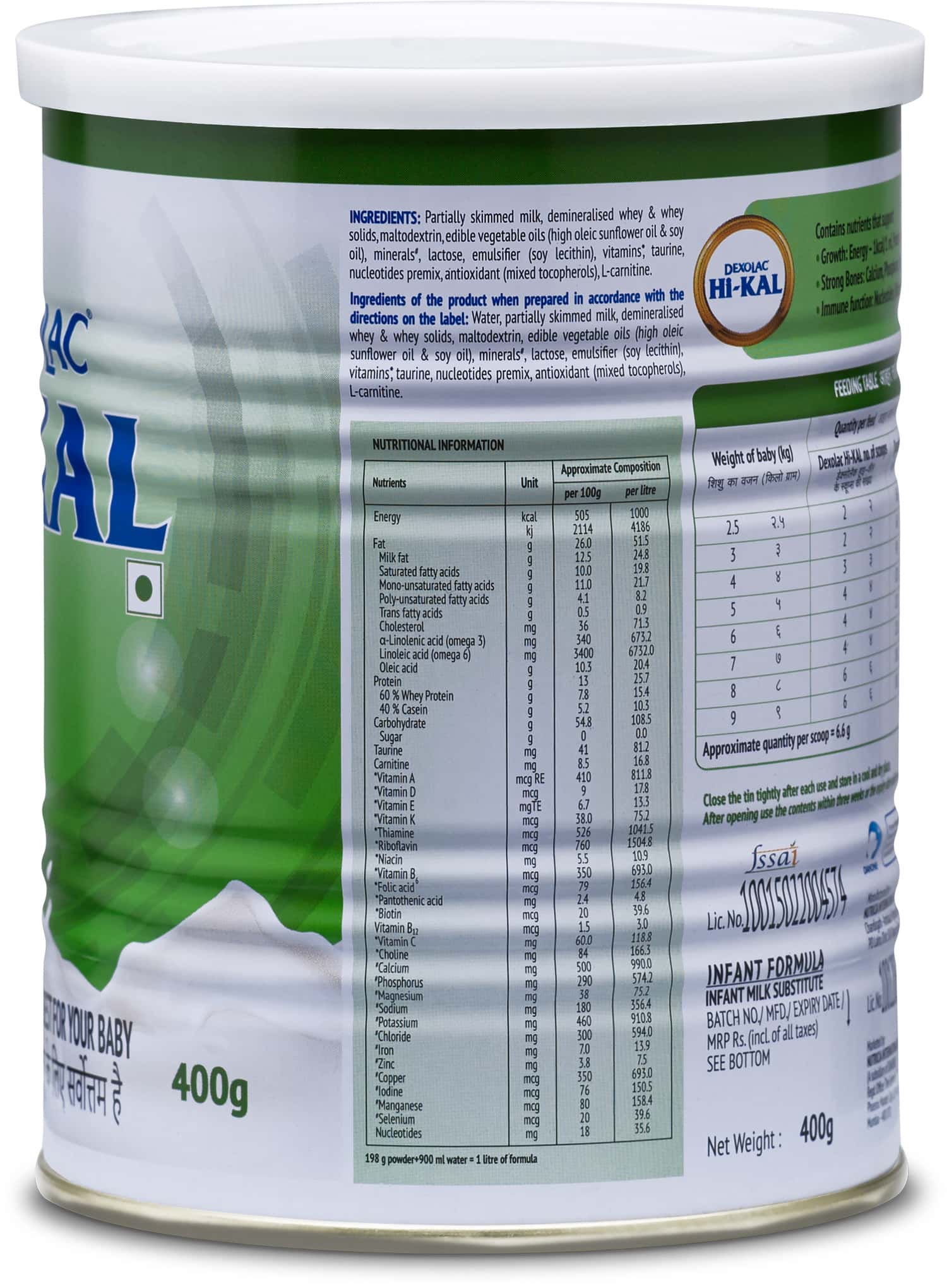 Buy Dexolac Hi Kal Infant Formula Baby Food Tin Of 400 G Online & Get ...